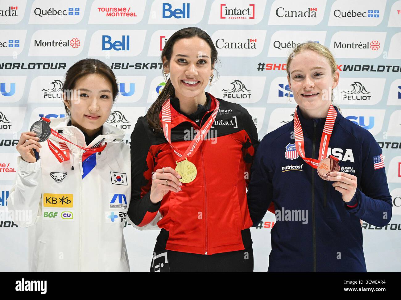 From left, Gilli Kim of South Korea, Courtney Sarault of Canada and ...