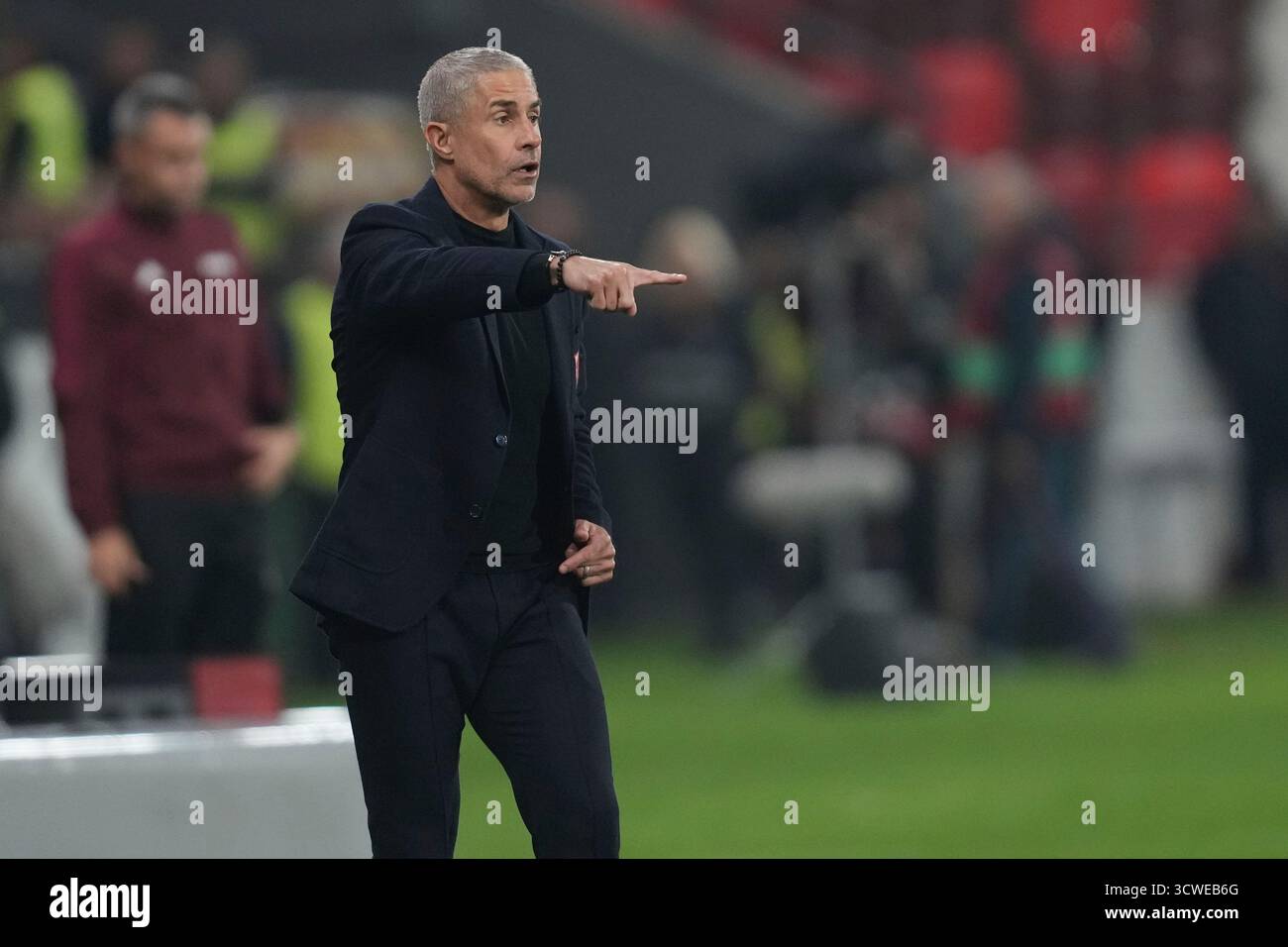 Albania coach Sylvinho gestures during the World Cup Group K qualifying ...