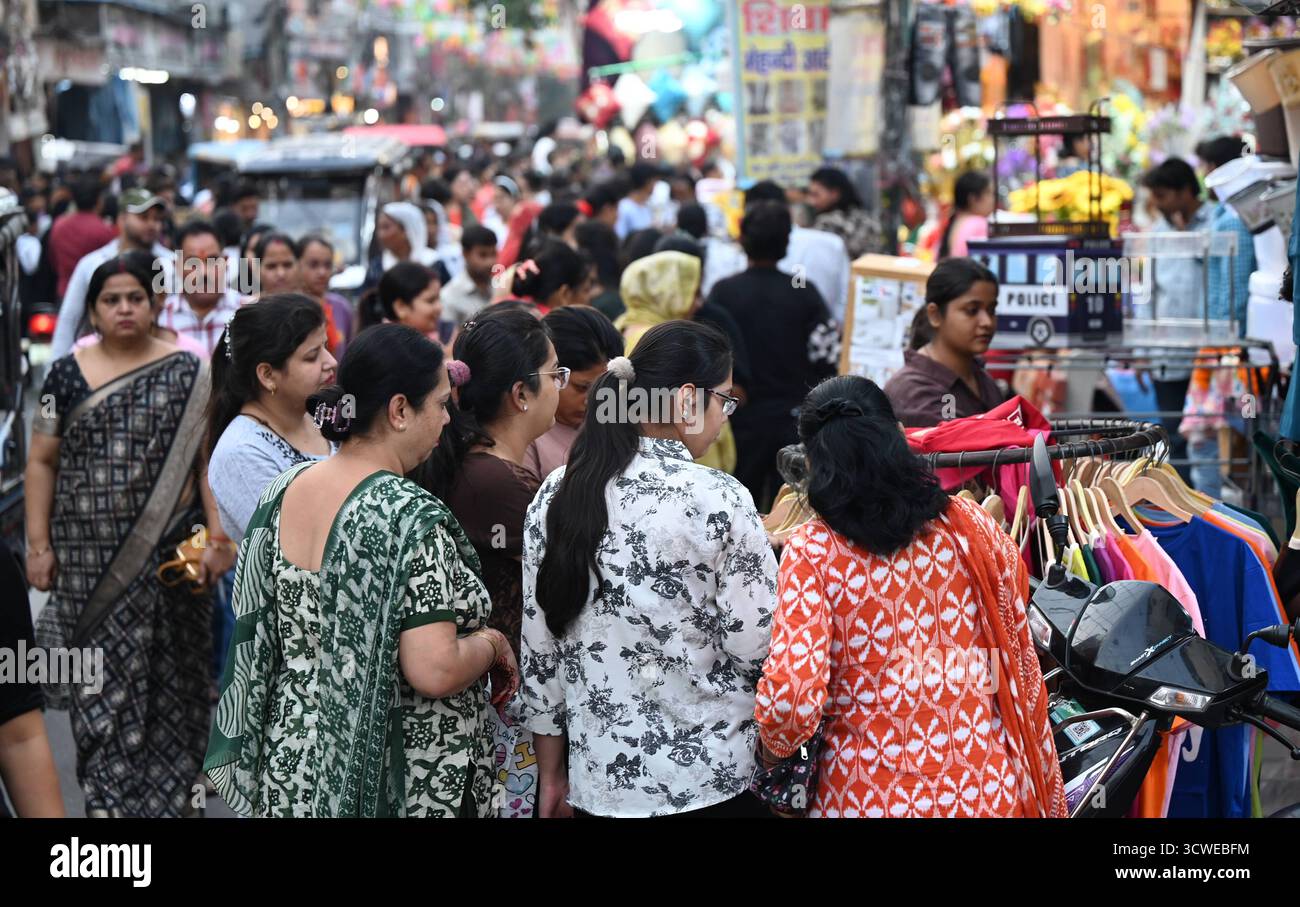 NEW DELHI, INDIA - OCTOBER 11: Heavy crowd at Krishna Nagar market in ...