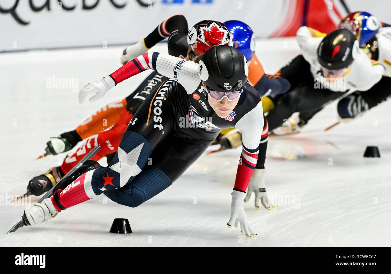 Corinne Stoddard, of the United States, leads the pack during the1000 ...