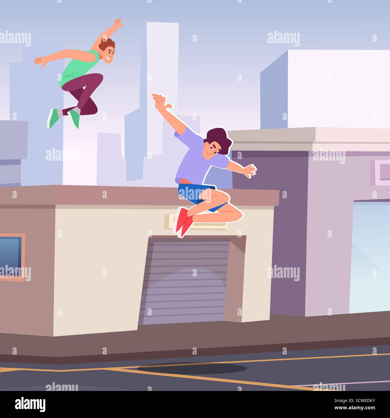 Parkour sport athletes running Stock Vector Images - Alamy