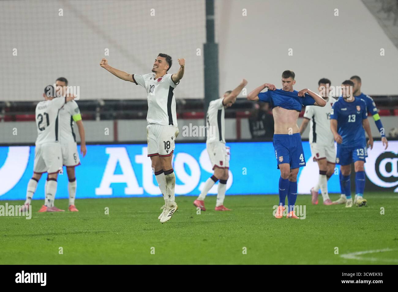 Albania's Ardian Ismajli celebrates after the World Cup Group K ...