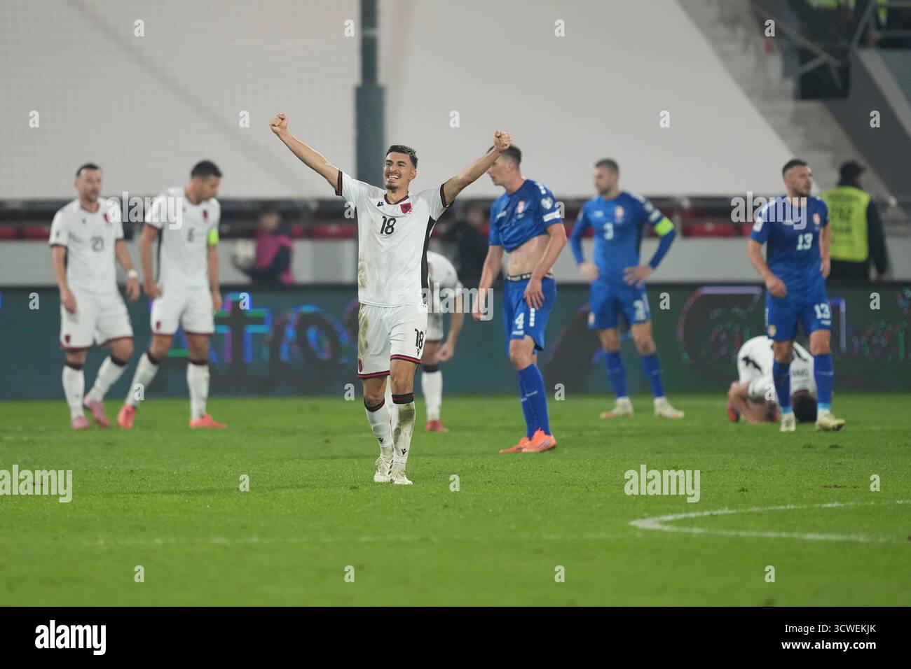 Albania's Ardian Ismajli celebrates after the World Cup Group K ...