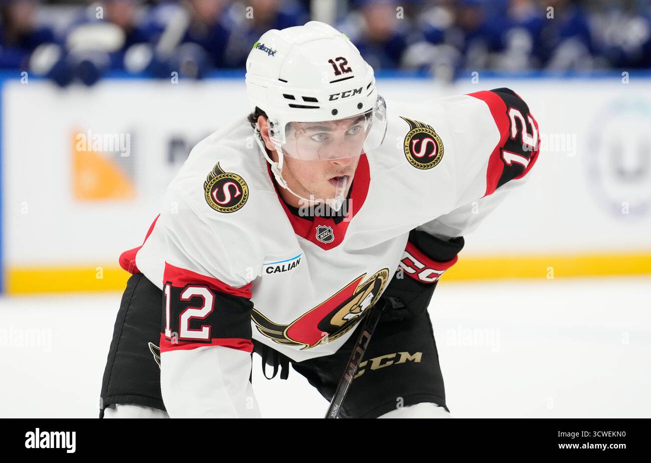 Ottawa Senators center Shane Pinto (12) during the first period of an ...