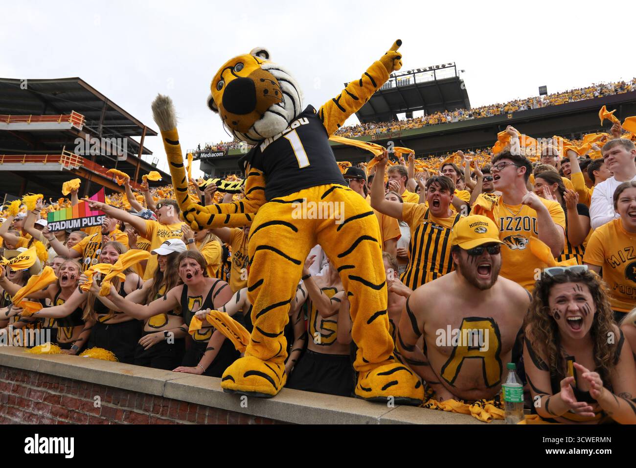 COLUMBIA, MO - OCTOBER 11: Missouri mascot Truman the Tiger stands in ...