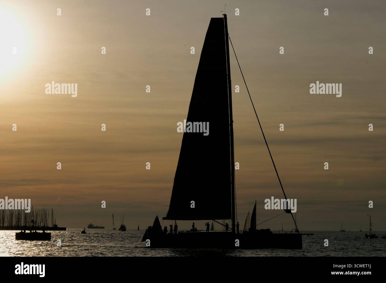A sailing boat sails on Gulf of Trieste ahead of tomorrow's Barcolana ...