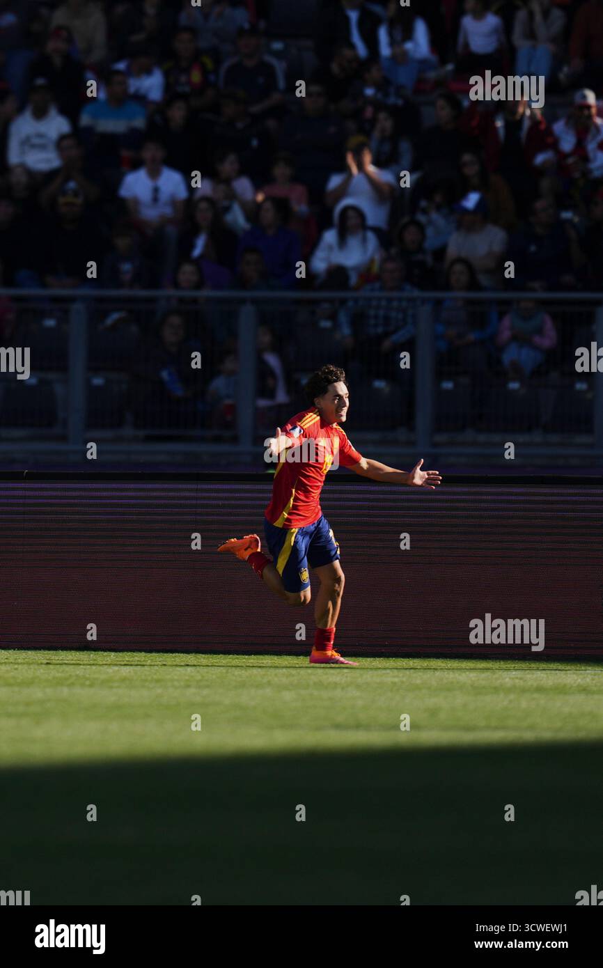 Spain's Jan Virgili celebrates scoring his side's second goal against ...
