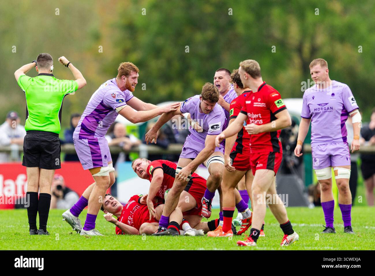 Hartpury, England, UK, 11 October 2025. Harvey Cuckson of Worcester ...