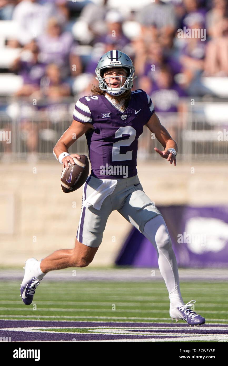 Kansas State quarterback Avery Johnson looks to pass during the first ...