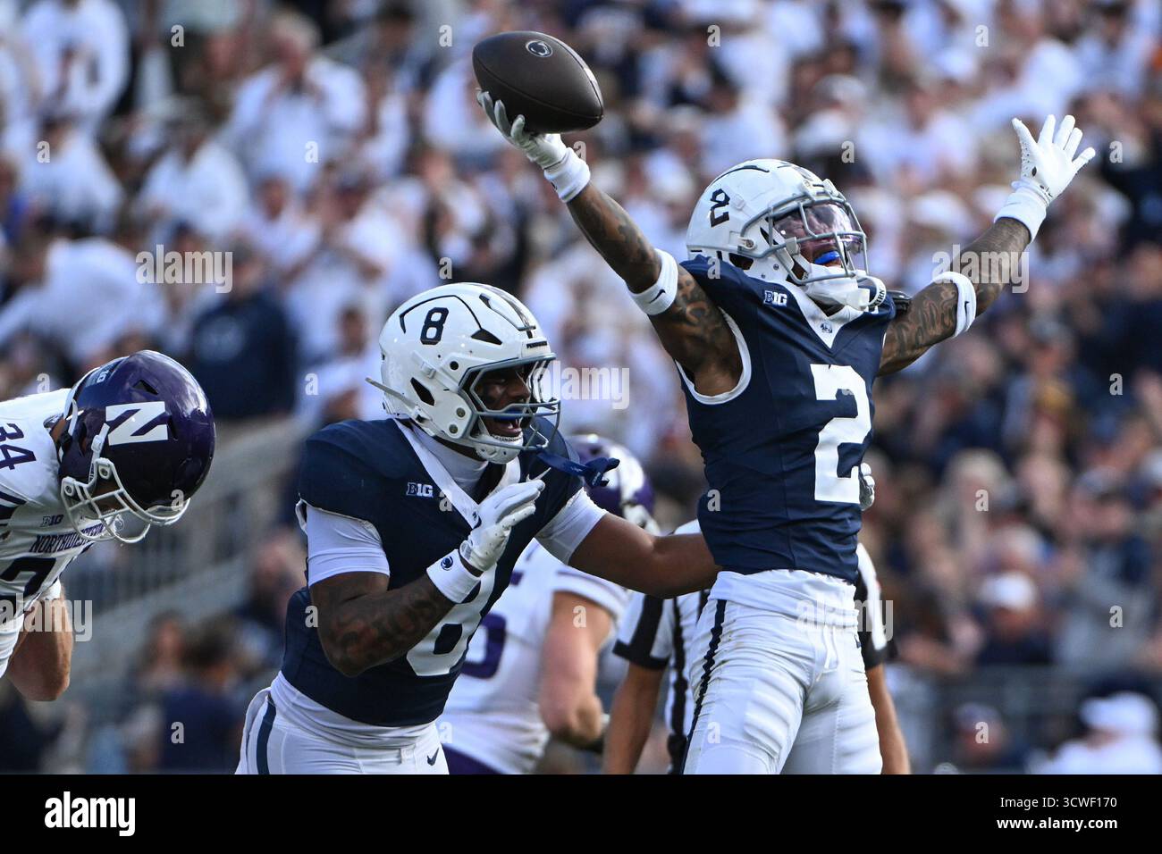 Penn State cornerback Audavion Collins (2) celebrates after recovering ...