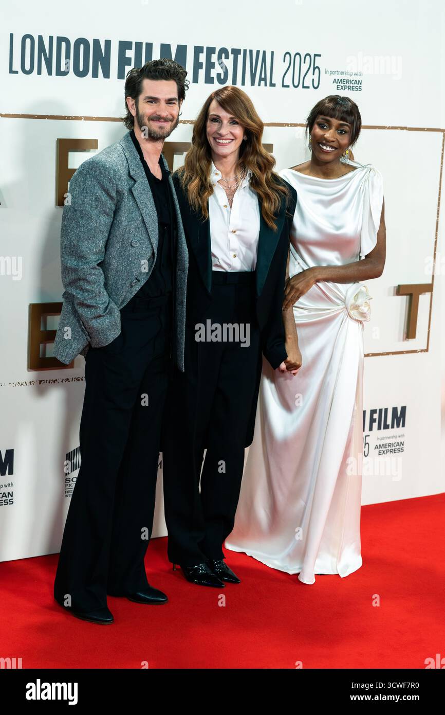 (L-R) Andrew Garfield, Julia Roberts and Ayo Edebiri attend the "After ...