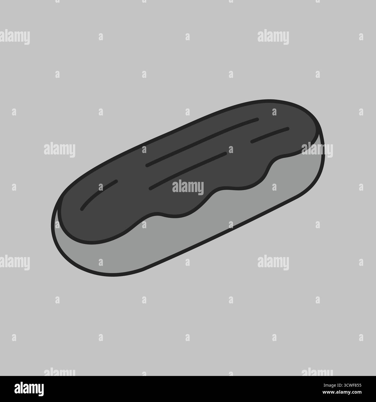 A simple icon of a classic French eclair pastry. Designed in a clean ...