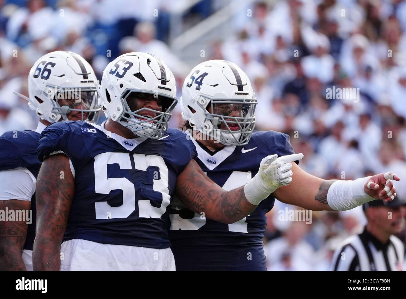 Penn State's offensive linemen Nick Dawkins (53) and TJ Shanahan Jr ...
