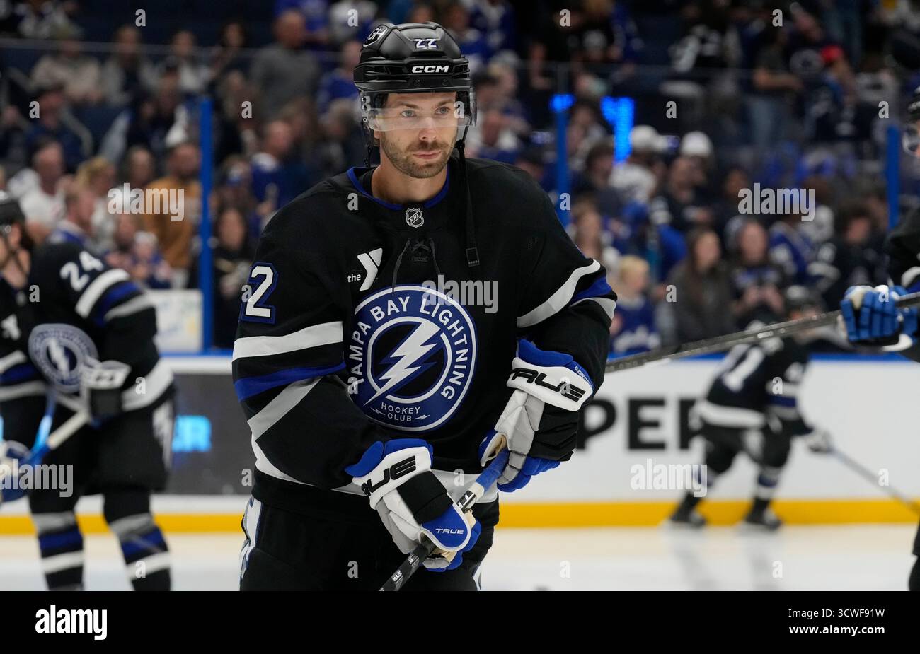 Tampa Bay Lightning right wing Oliver Bjorkstrand (22) before an NHL ...