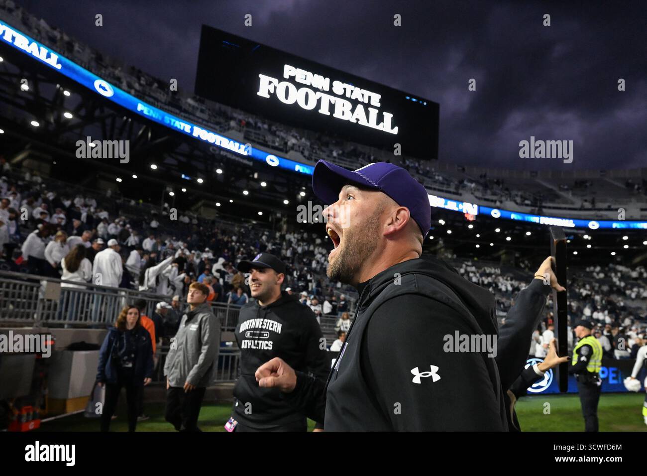 Northwestern head coach David Braun celebrates a win over Penn State ...