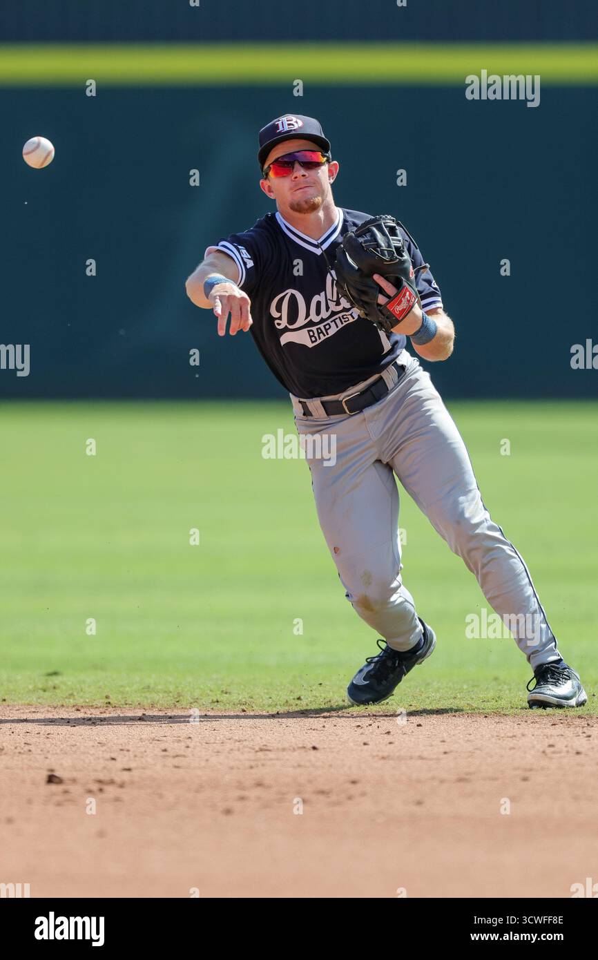 October 11, 2025: Keaton Grady (1) Dallas Baptist infielder makes a ...