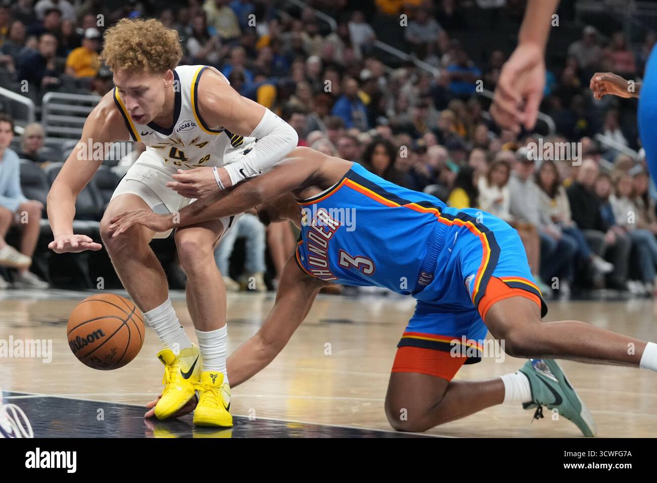 Indiana Pacers' Taelon Peter (4) makes a steal against Oklahoma City ...
