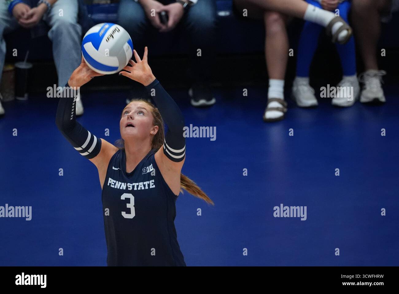Penn State's libero Gillian Grimes (3) sets during an NCAA college ...