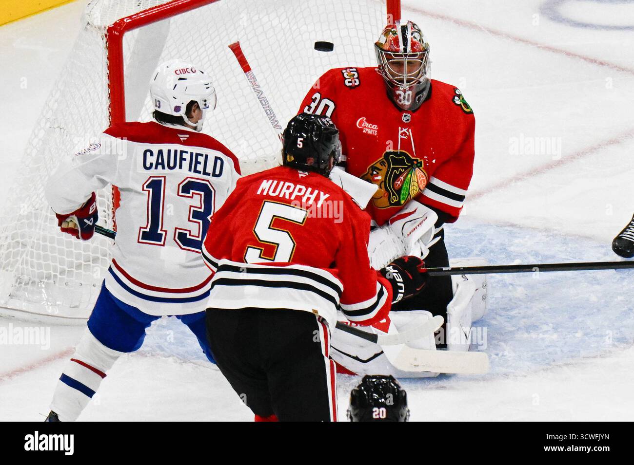 Montreal Canadiens right wing Cole Caufield (13) scores a goal against ...