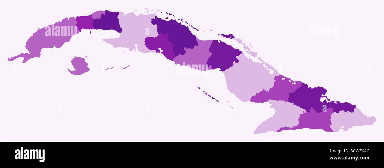 Map of Cuba with regions. Just a simple country border map with region ...
