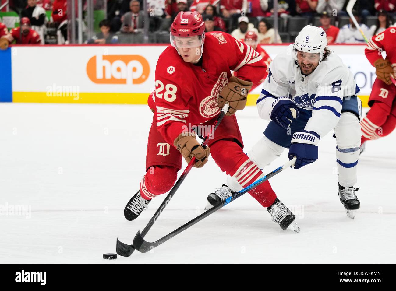 Detroit Red Wings right wing Michael Brandsegg-Nygård, left, and ...