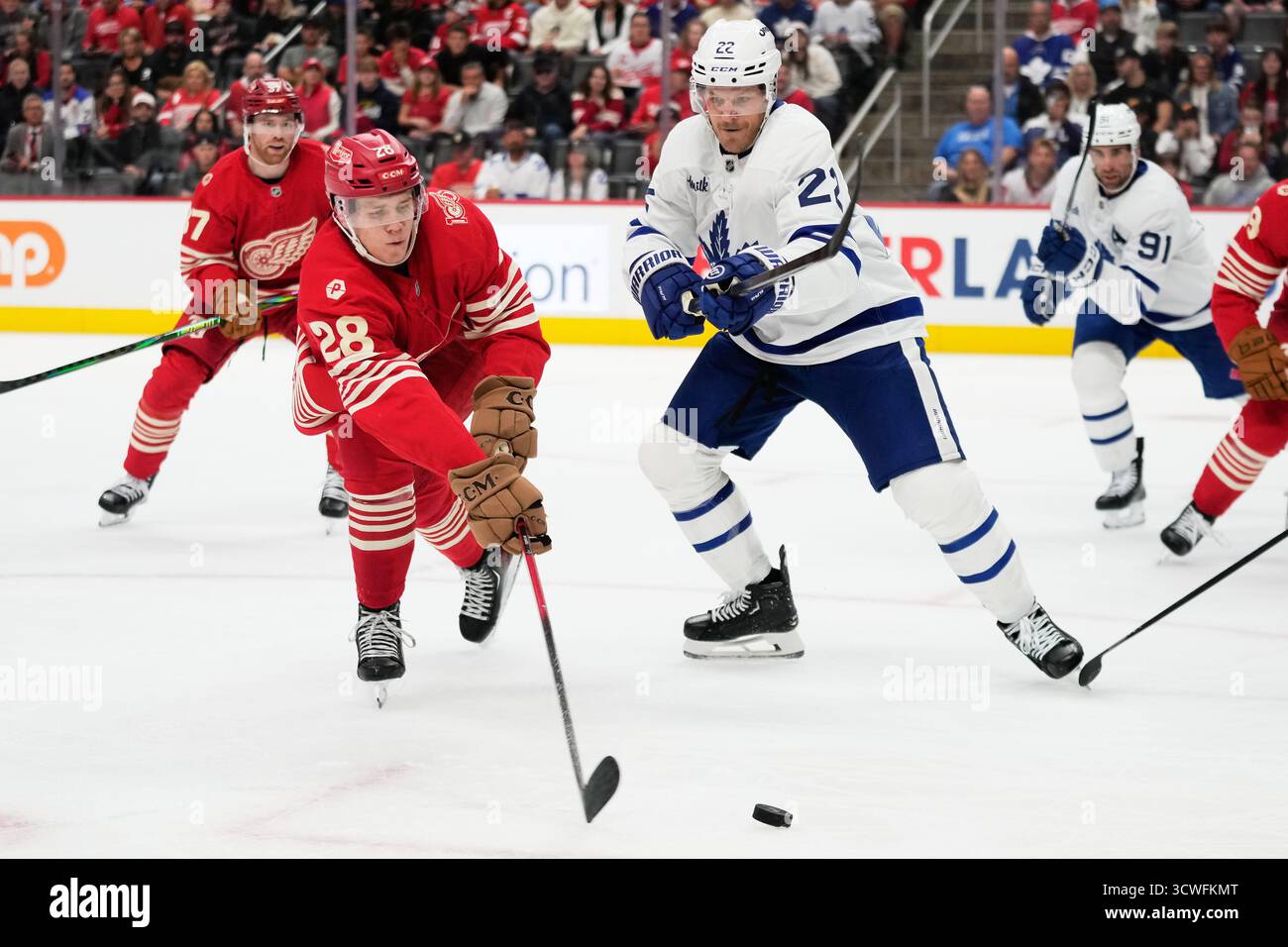 Detroit Red Wings right wing Michael Brandsegg-Nygård, left, and ...