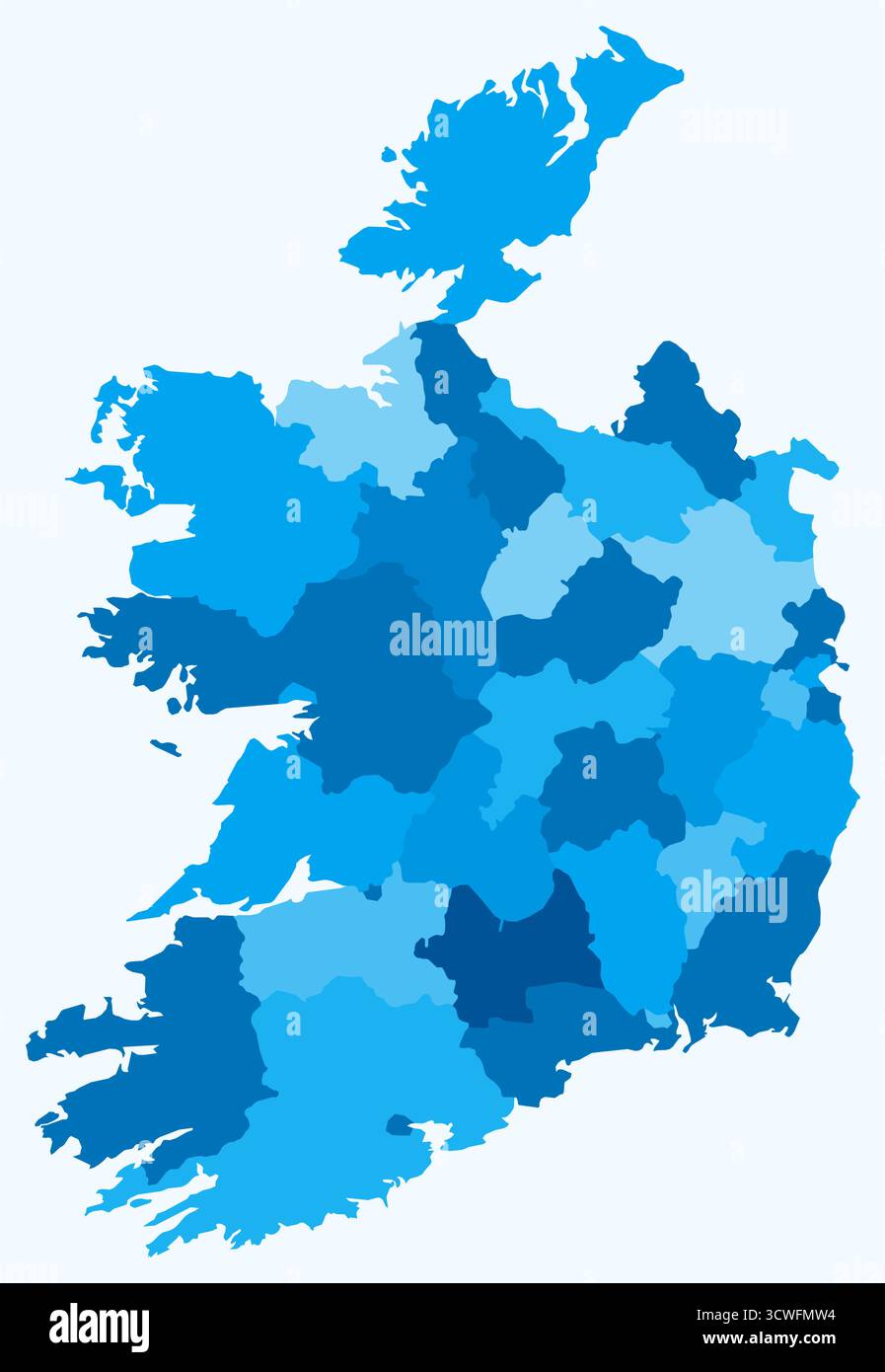 Map of Ireland with regions. A simple country border map with region ...
