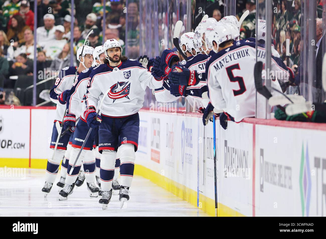 Columbus Blue Jackets right wing Kirill Marchenko (86) celebrates his ...