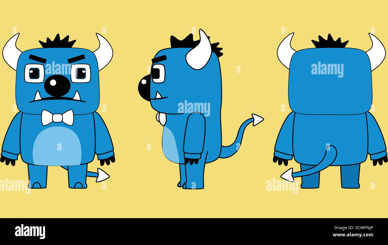 Cute Game Monster Cartoon vector model sheet| model Sheet vector|360 ...