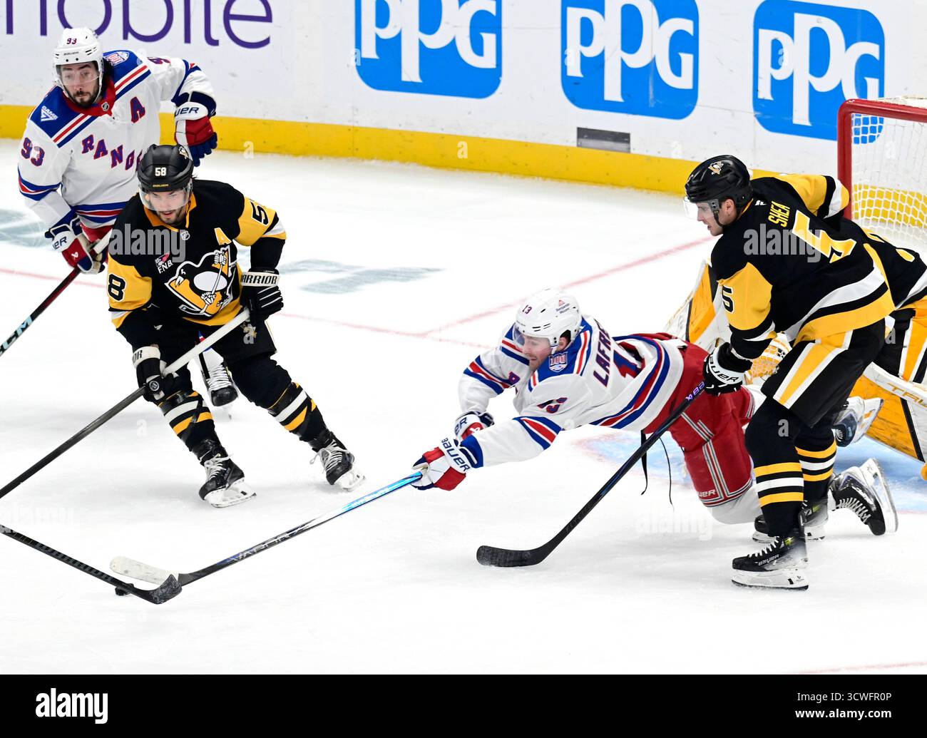 Pittsburgh, United States. 11th Oct, 2025. New York Rangers left wing ...