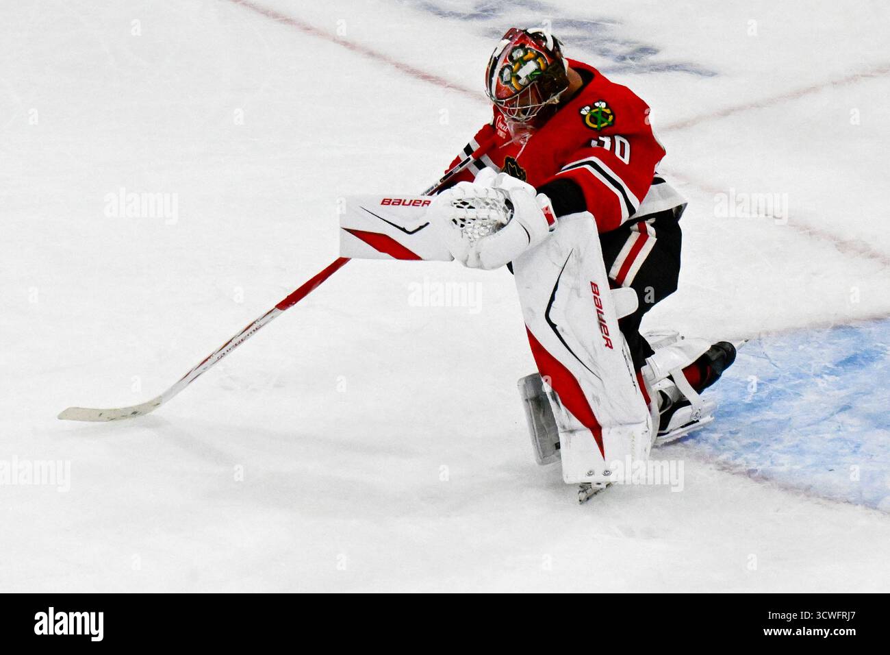 Chicago Blackhawks goaltender Spencer Knight reacts after the Montreal ...