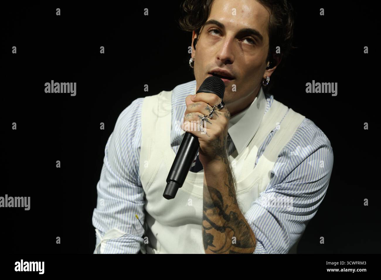 ROME ITALY OCTOBER 11 2025 Italian singer Damiano David Play in Rome ...
