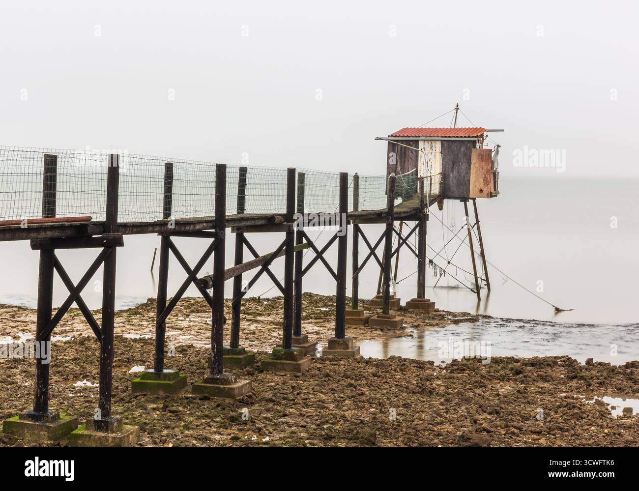 Carrelet fishing hut at Fouras on the Brittany coast, France, features ...
