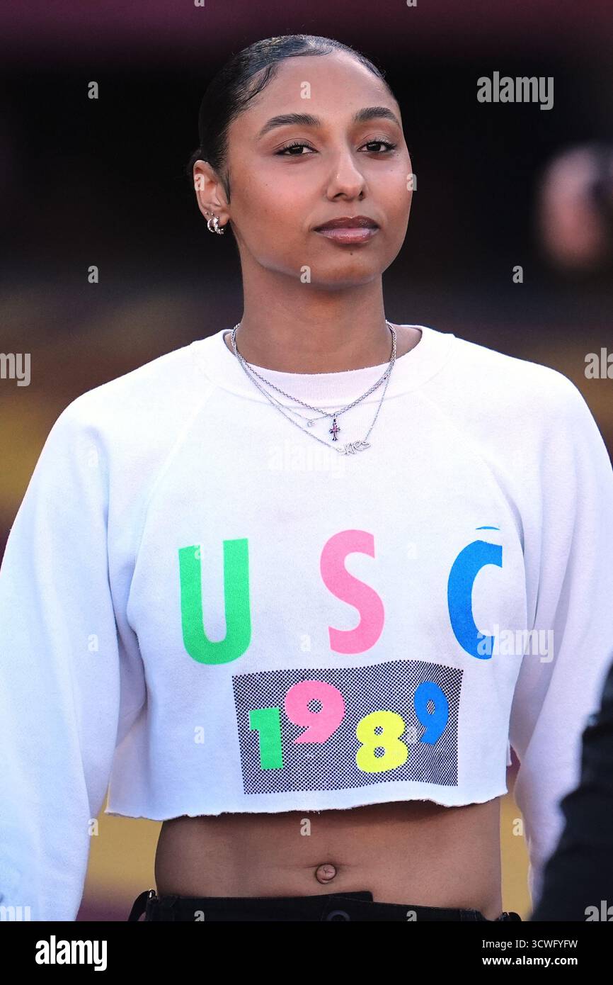 Southern California basketball player JuJu Watkins attends an NCAA ...