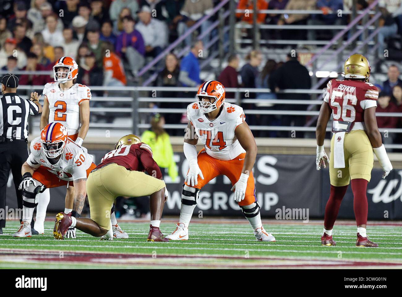 CHESTNUT HILL, MA - OCTOBER 11: Brayden Jacobs #74 of the Clemson ...
