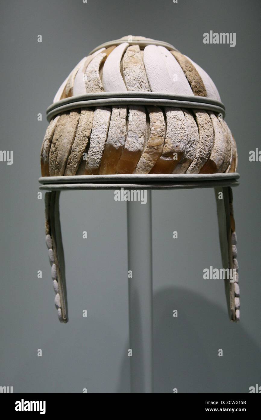 Cretan boar's tusk helmet with cheek guards.1450-1300BC Artefact ...