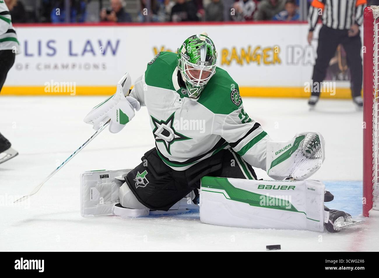 Dallas Stars goaltender Jake Oettinger makes a save in the third period ...