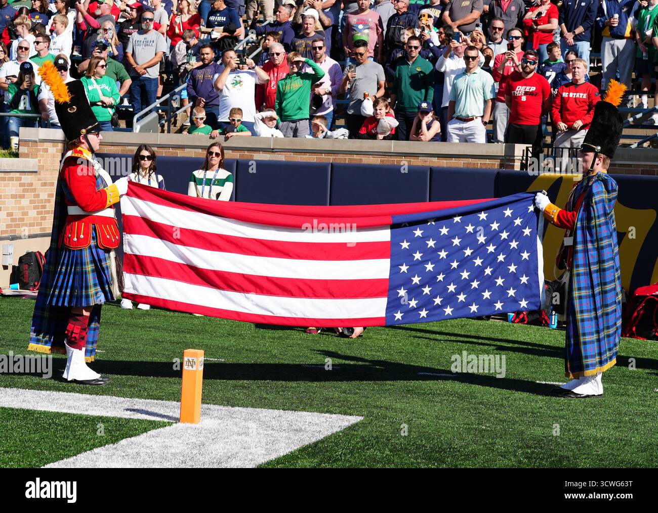 SOUTH BEND, IN - OCTOBER 11: Notre Dame Fighting Irish color guard ...