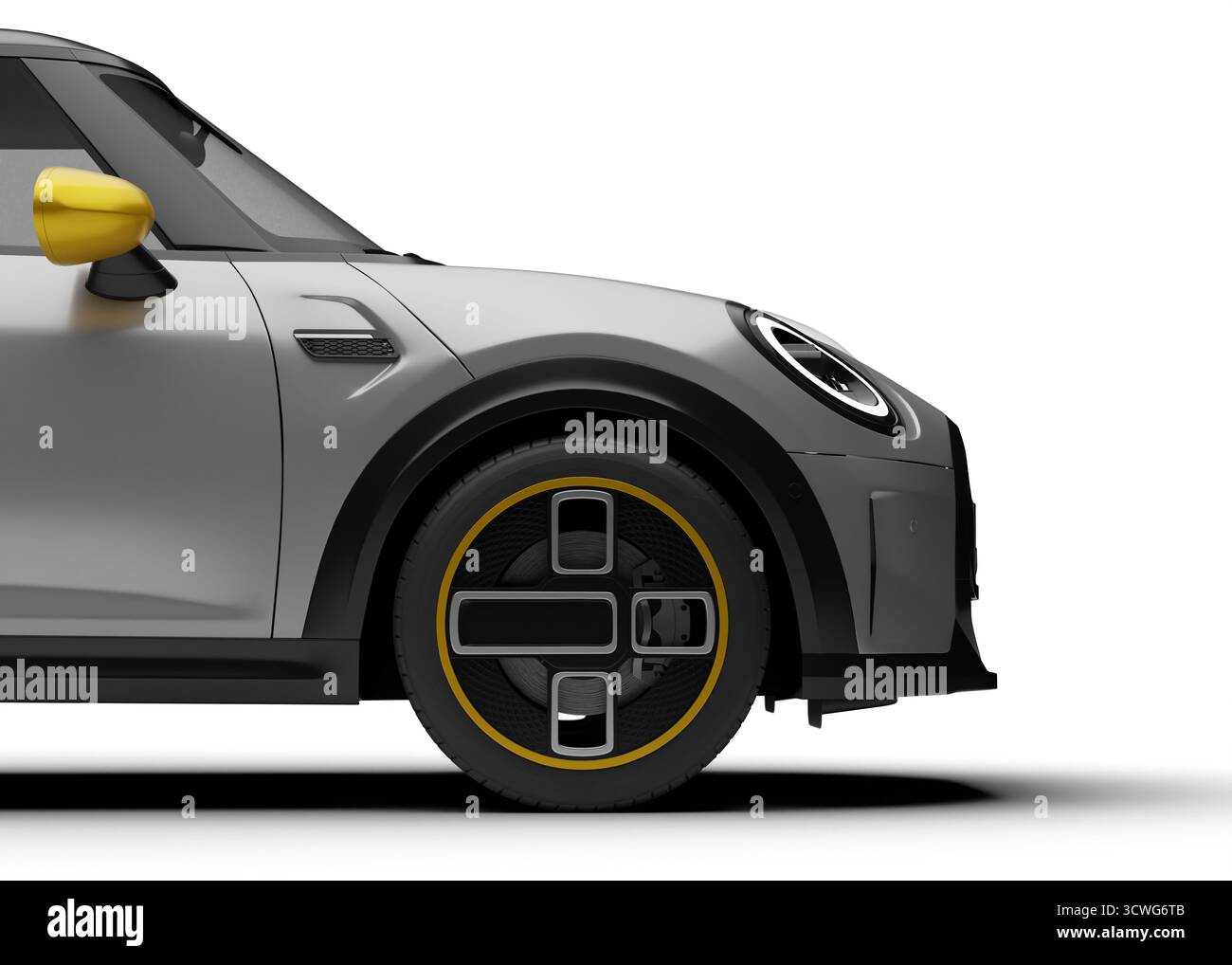 Gray colored modern electric hatchbag front right half-view render on ...