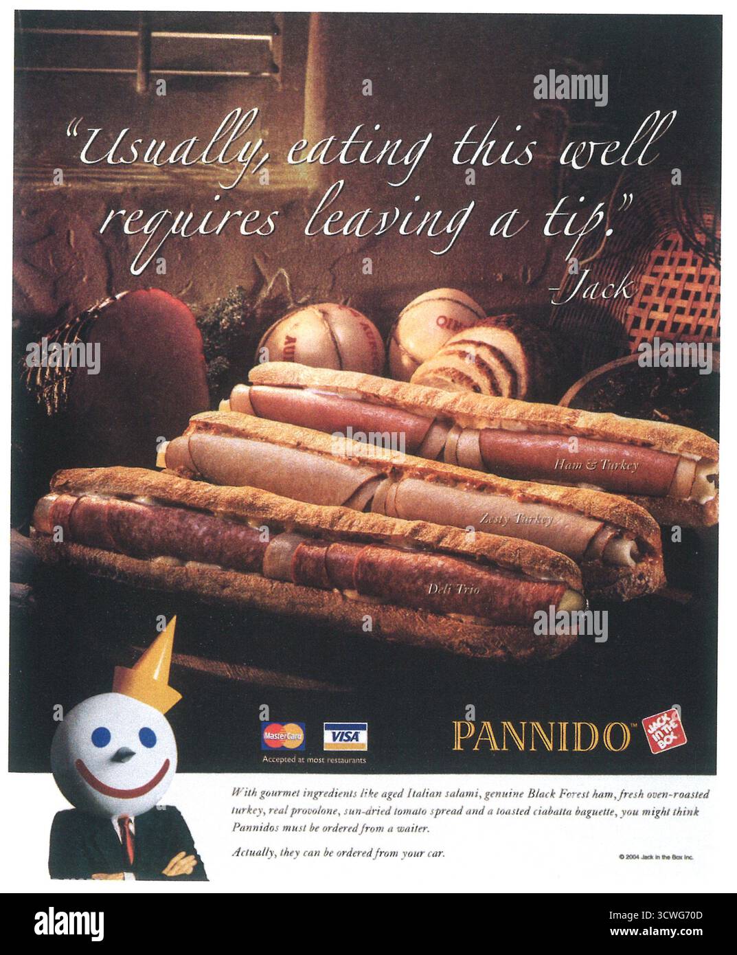 2004 Jack in the Box ad for pannido sandwich Stock Photo - Alamy