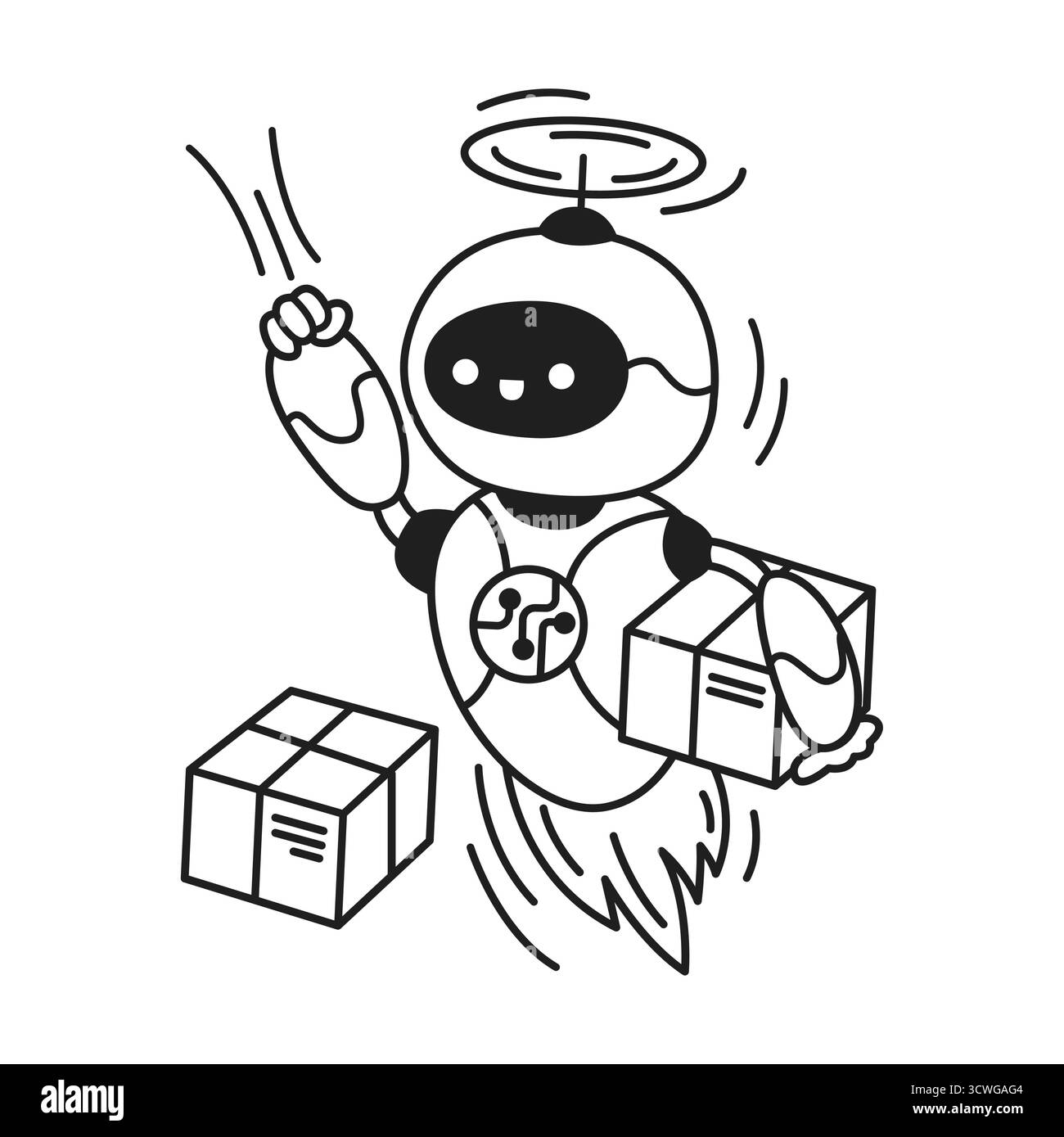 Flying packages Black and White Stock Photos & Images - Alamy
