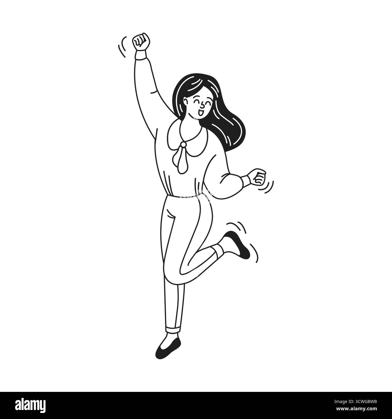 Excited joyful woman dancing Black and White Stock Photos & Images - Alamy