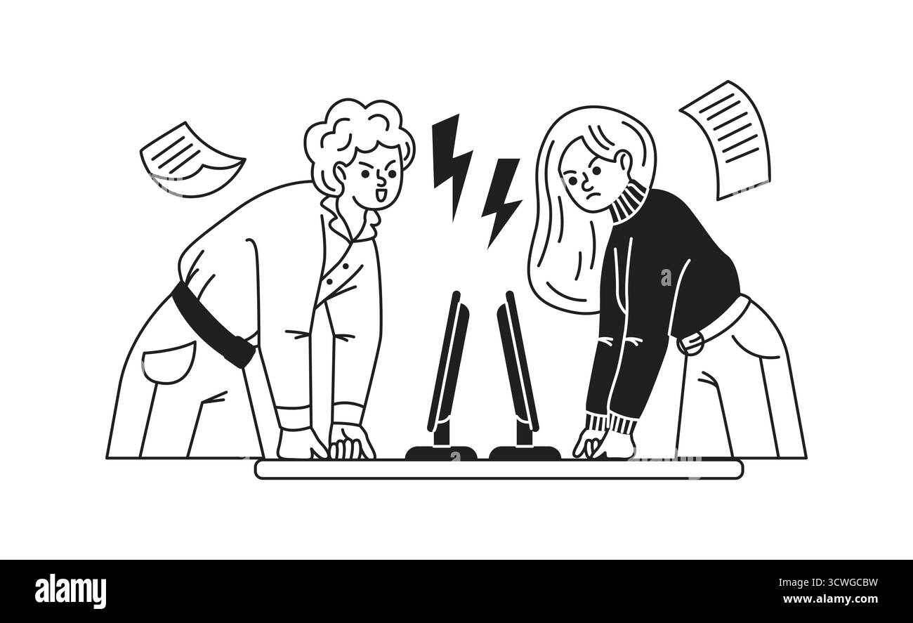 Deadline conflict Black and White Stock Photos & Images - Alamy