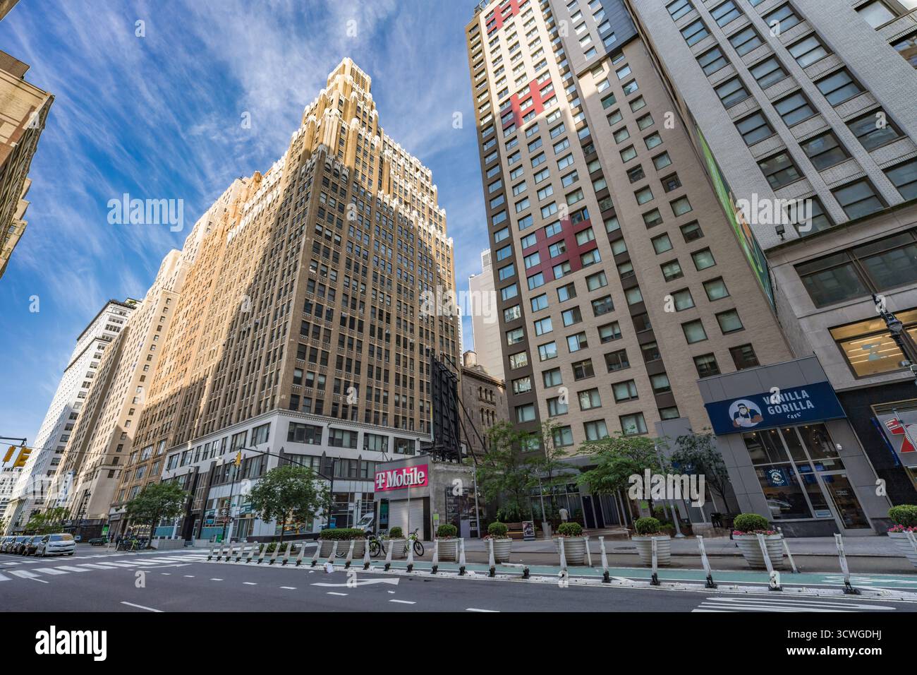 Paramount Plaza building on Eighth Avenue with surrounding skyscrapers ...