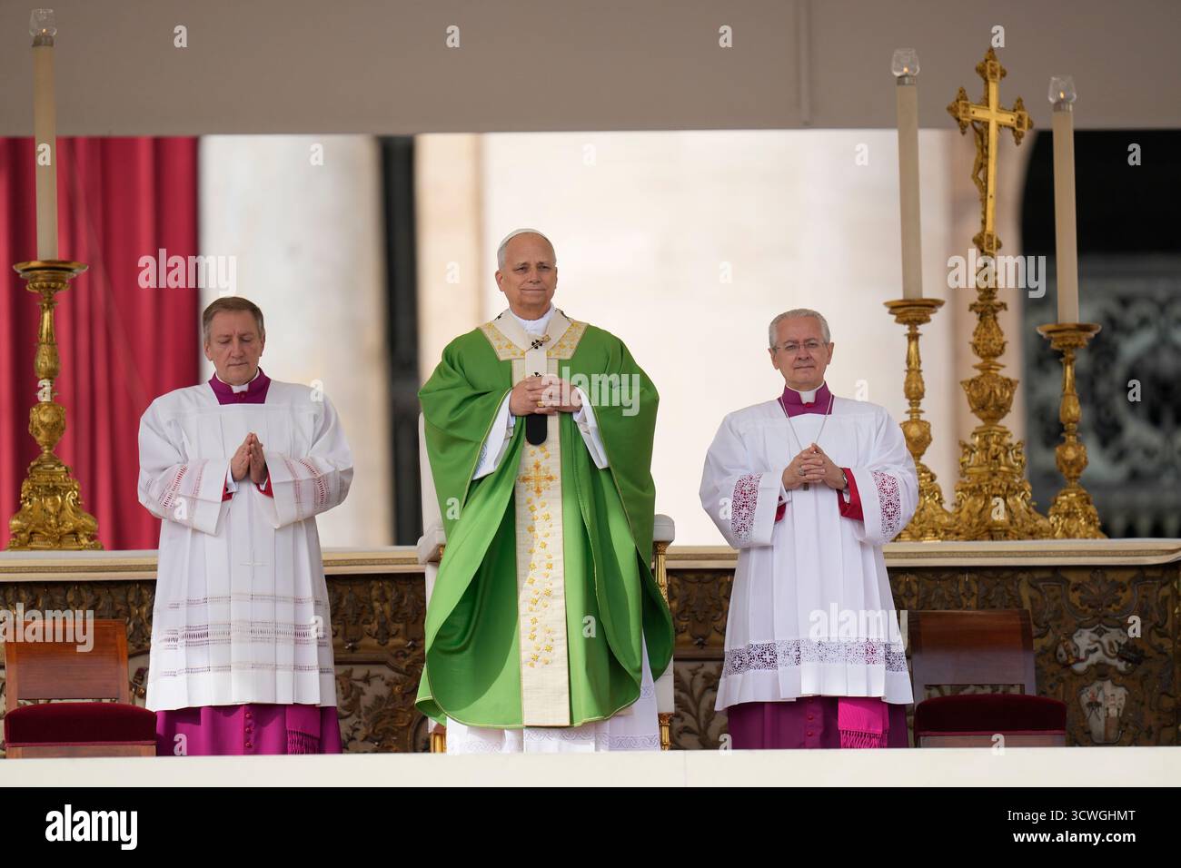 Pope Leo XIV, center, arrives in St. Peter's Square at the Vatican to ...