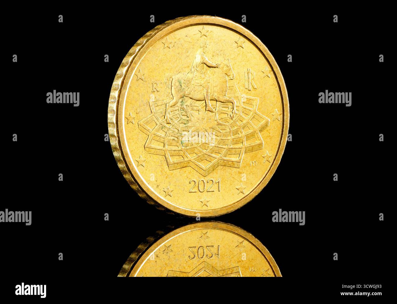 The 2021 Italian 50 euro cent coin features the equestrian statue of ...