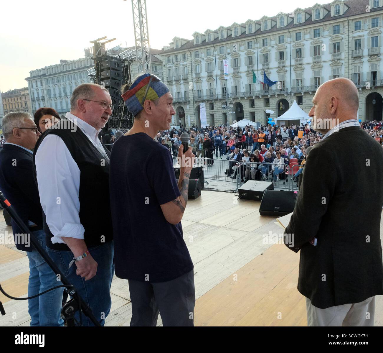 Turin, Italy. 11th Oct, 2025. Turin Mission Festival in Piazza Castello ...