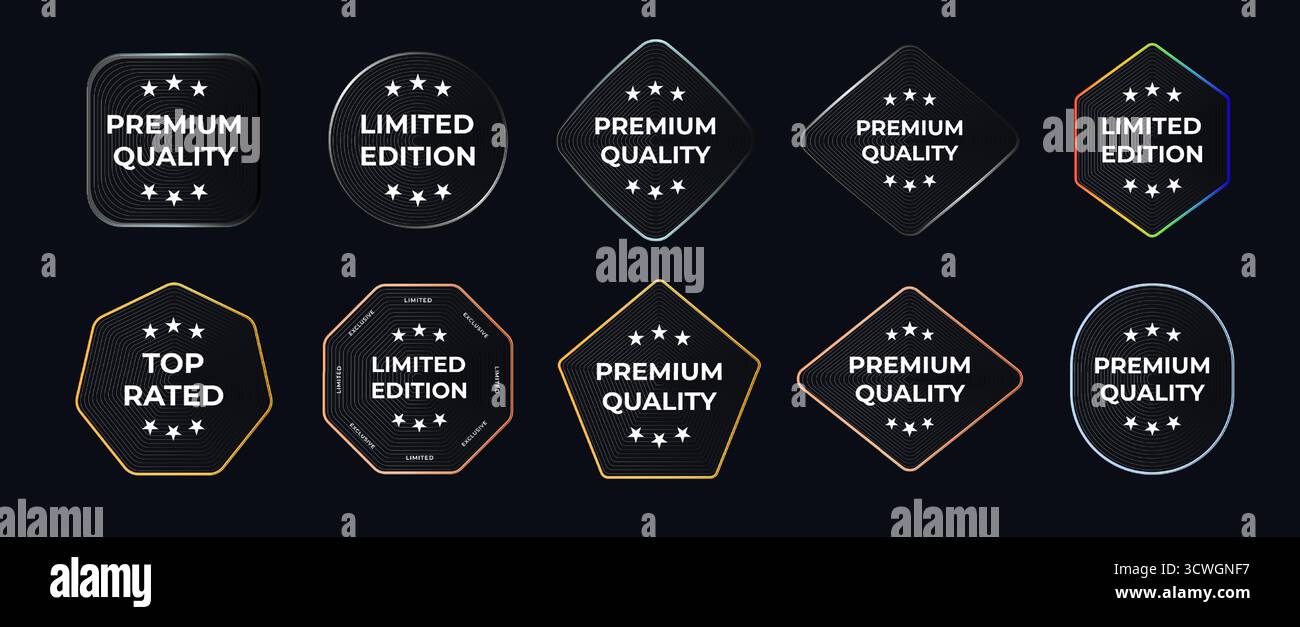 Premium Quality Logos Limited Edition Labels Set With Modern Neon ...