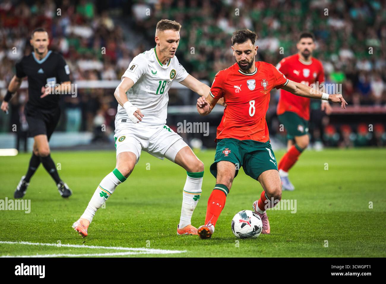 Bruno Fernandes of Portugal (R) and William Smallbone (L) in action ...