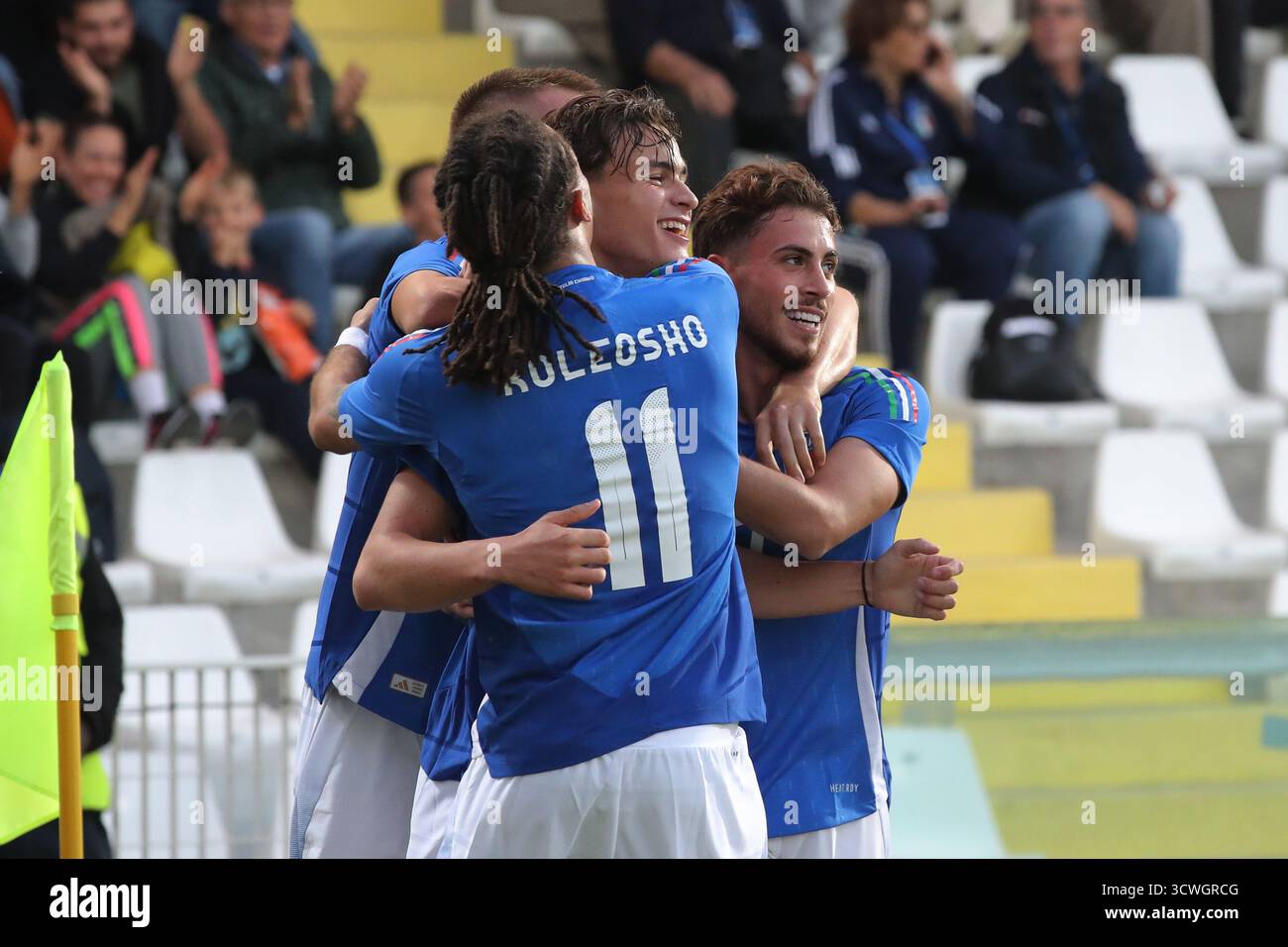 Nicolò Pisilli (Italy) celebrates during the UEFA qualification under ...